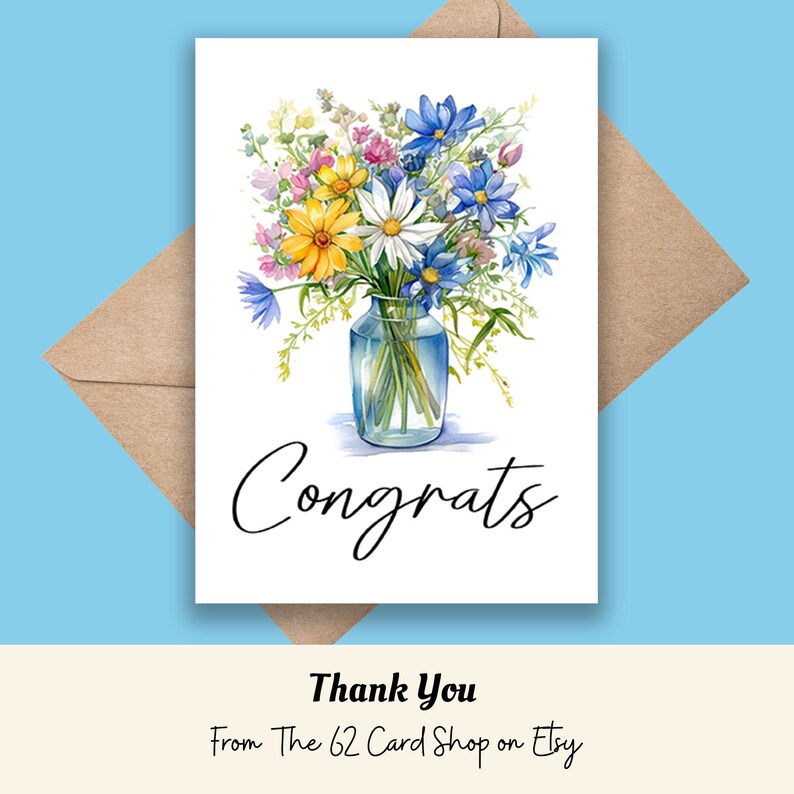 Congratulations Card to Download and Print, Vase of Simple Congrats ...
