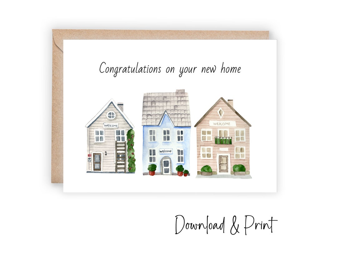 Congratulations New Home Card in Sizes 5x7 & A2, Printable Card for ...