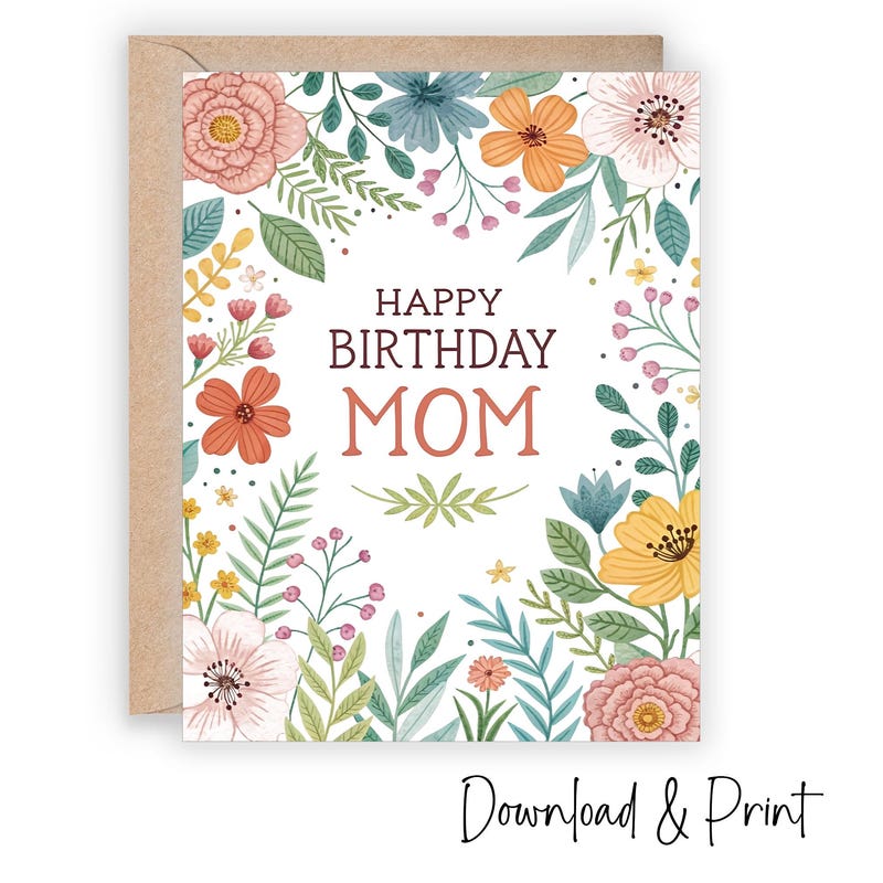 Card Happy Birthday Mom - Etsy