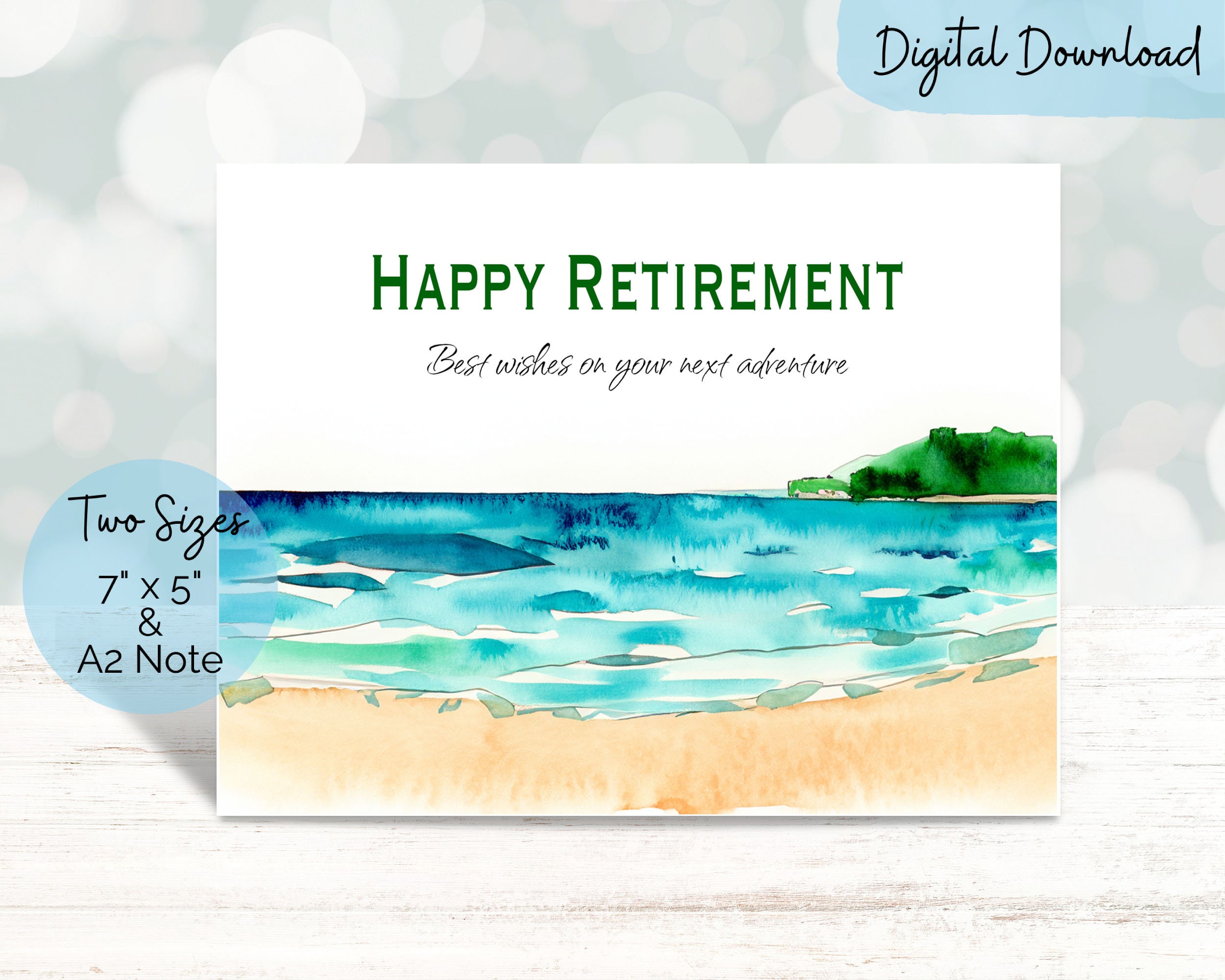 Printable Happy Retirement Card in Sizes 7x5 & A2, Retirement Congrats ...