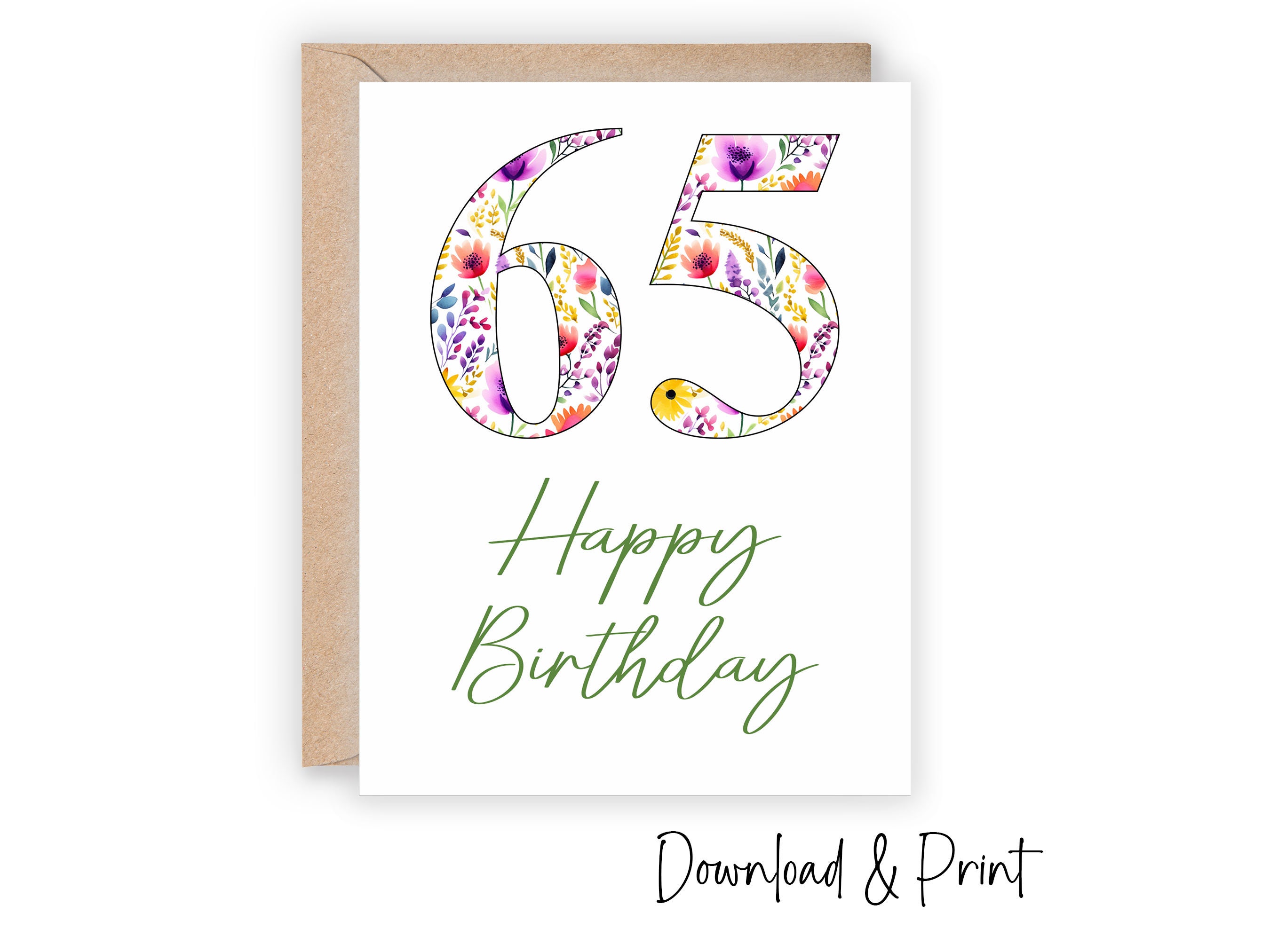 65th Birthday Cards Printable Birthday Wishes ~65 ~ Foiled ~ 65th