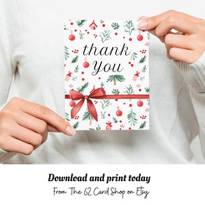 Printable Christmas Thank You Note, Card to Say Thanks for a Gift or ...