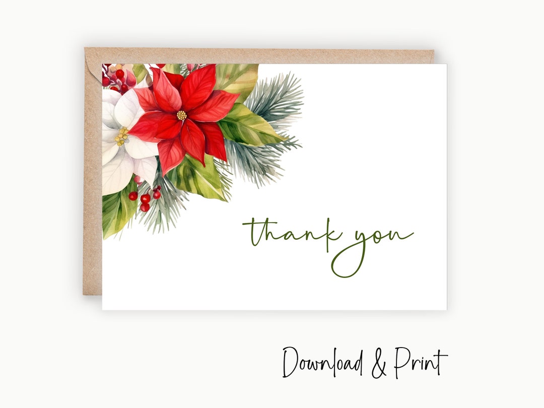 Christmas Thank You Note, Card to Say Thanks for a Gift or Kindness ...