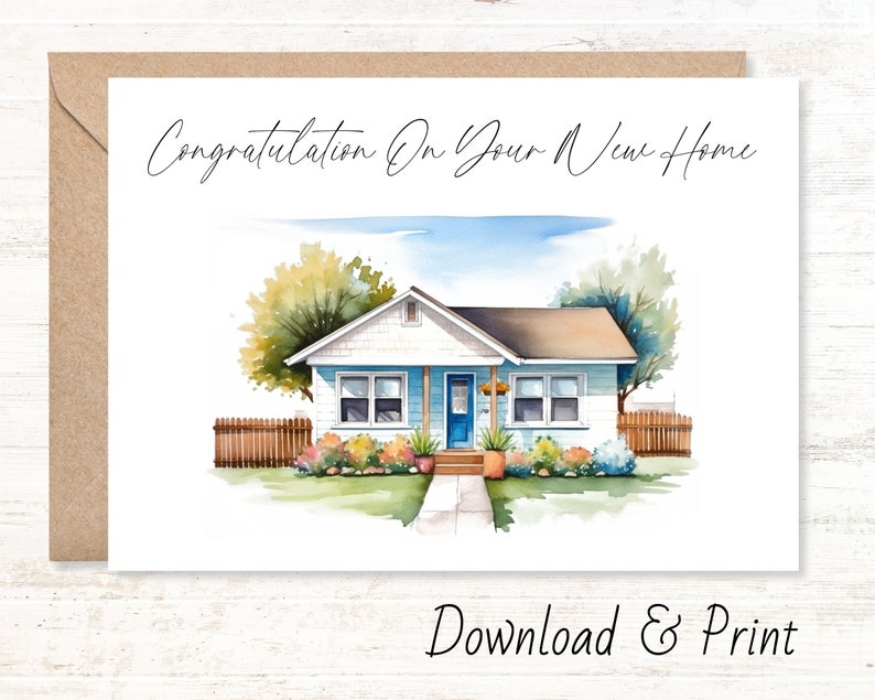 New Home Congratulations Card Printable New House Card - Etsy