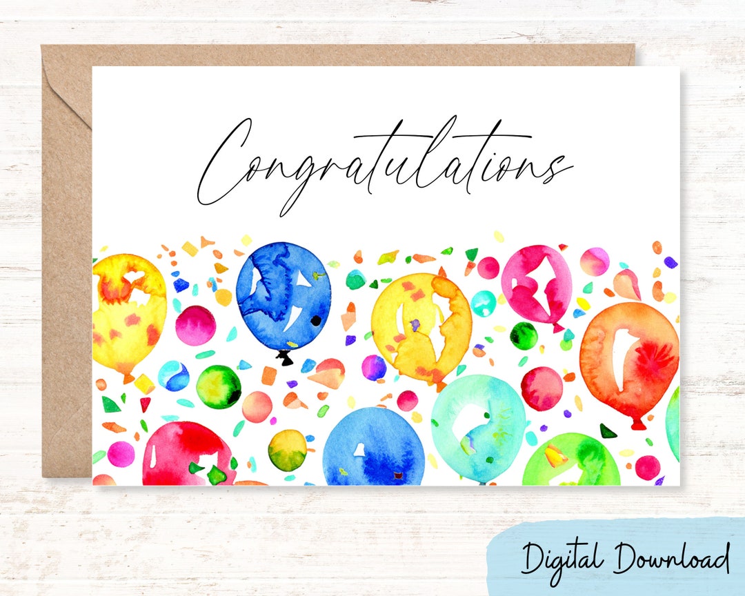 Printable Congratulations Card in Sizes 5x7 & A2 Congrats - Etsy