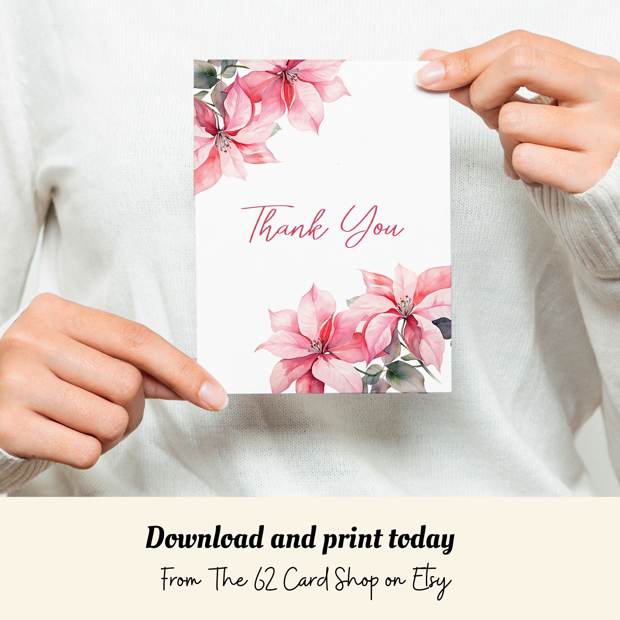Printable Christmas Thank You Card, Say a Simple Thank You for a ...