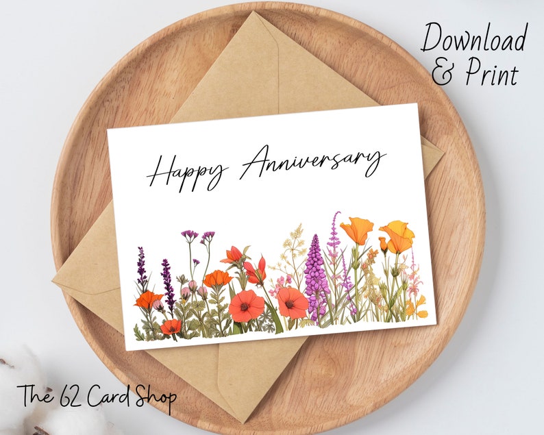 Printable Happy Anniversary Card in Sizes 7x5 and A2, Celebrate a ...