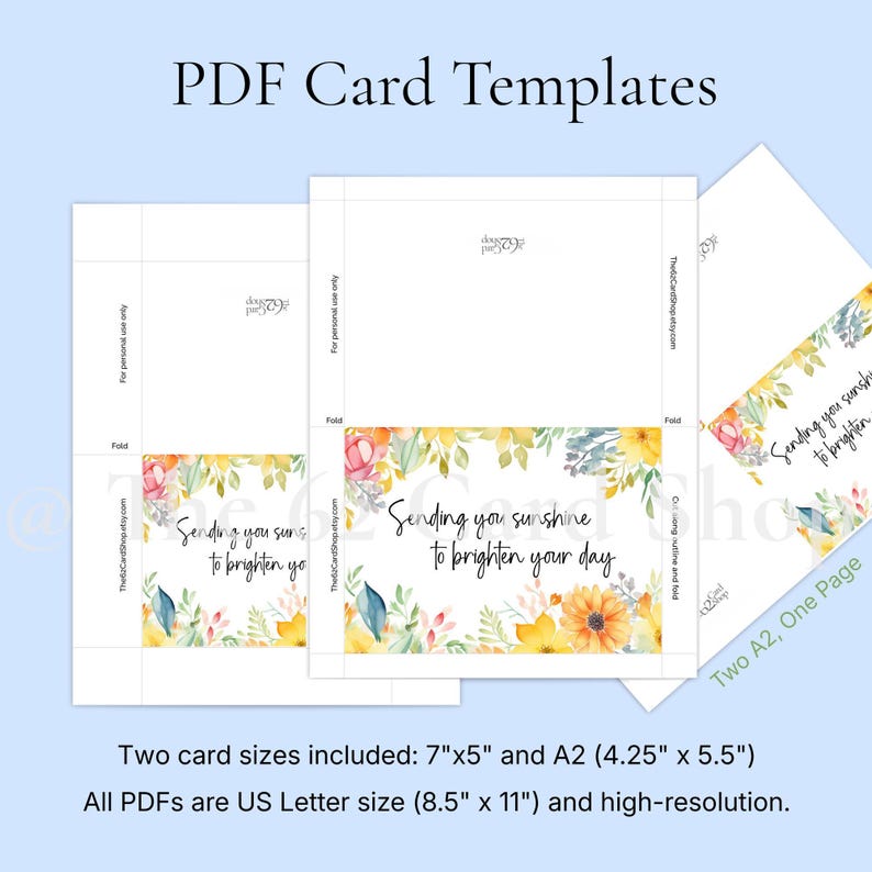 Feel Better Soon Card, Printable Sunshine and Warm Wishes (sizes 5x7 ...