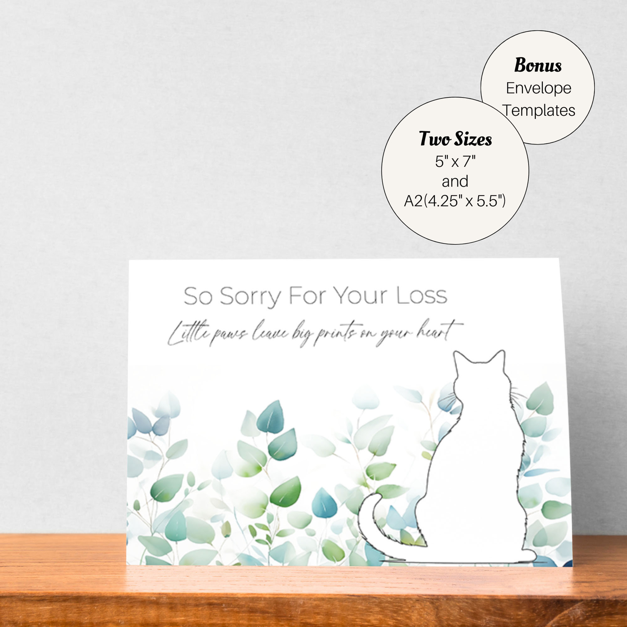 Printable Loss of Pet Cat Card, Sorry for Your Loss, Thinking of You at ...