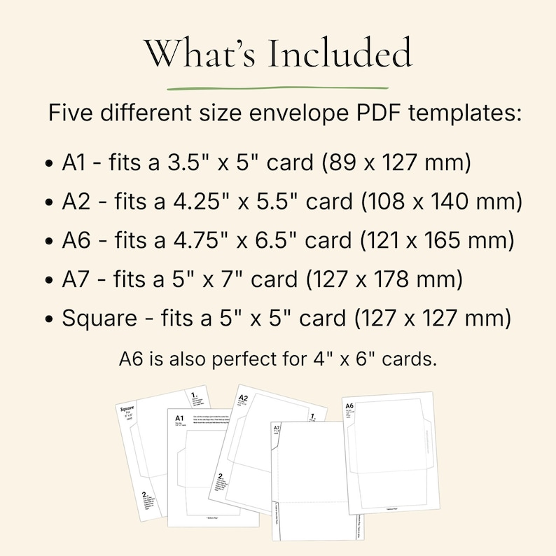Printable Envelope Templates: Sizes A1, A2, A6(4x6), A7(7x5) & Square ...