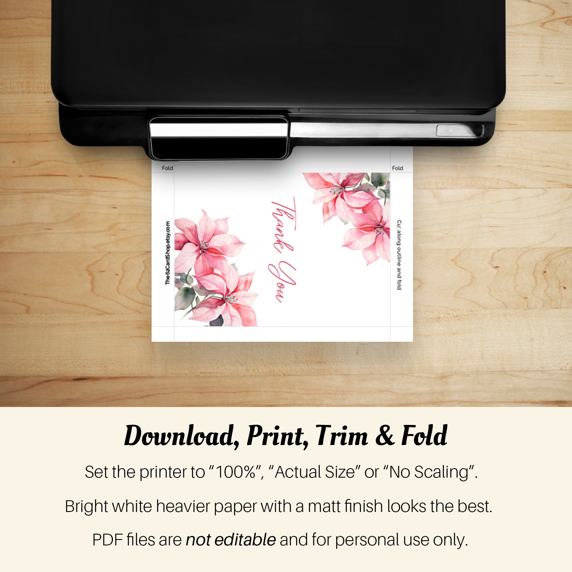 Printable Christmas Thank You Card, Say a Simple Thank You for a ...