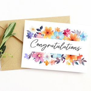 Congratulations Card to Download and Print, Simple Congrats Flowers to ...