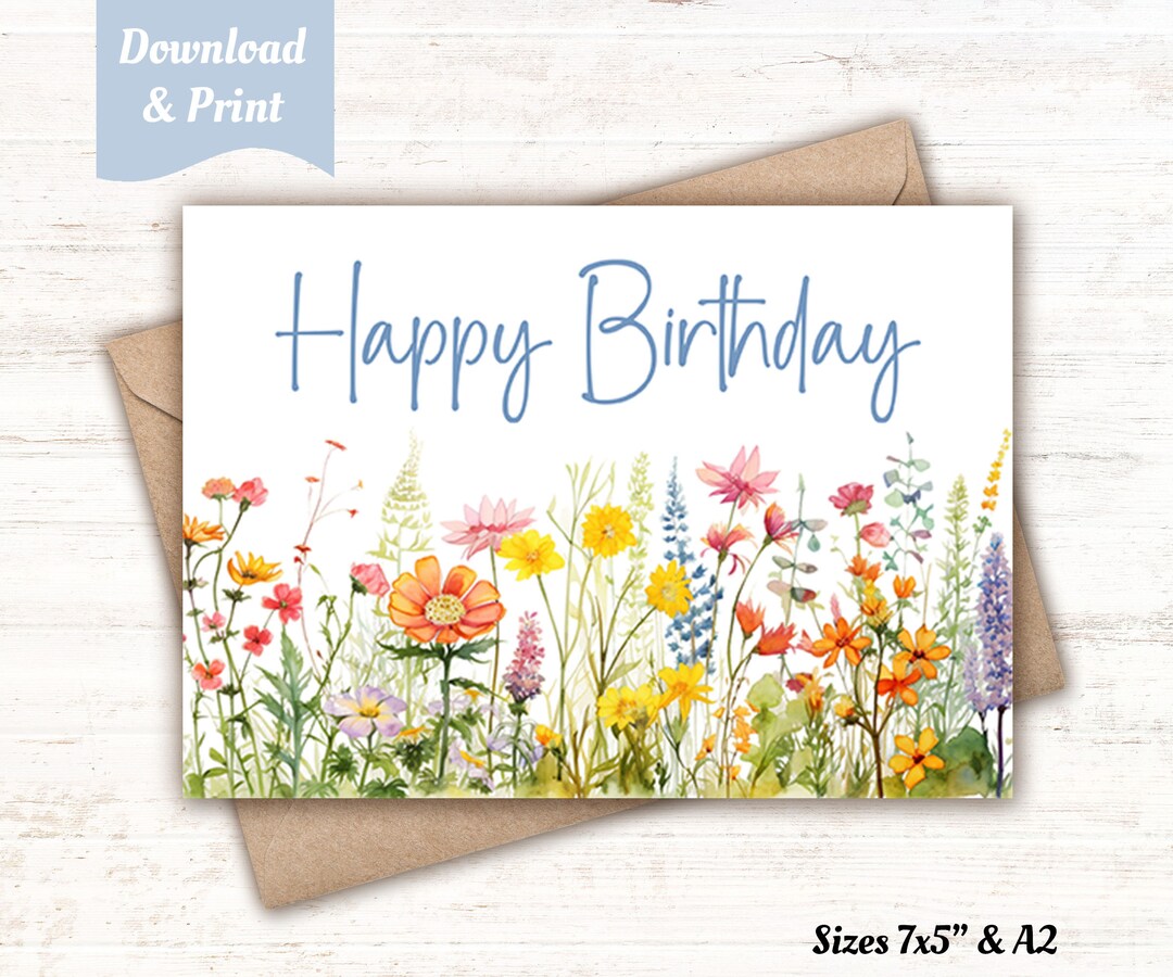 Printable Happy Birthday Card in Sizes 7x5 & A2 Celebrate a - Etsy