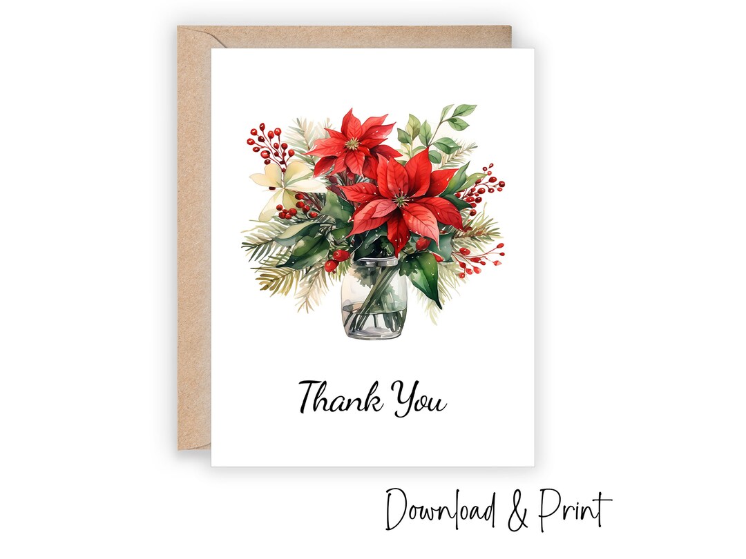 Printable Christmas Thank You Card, Say a Simple Thank You for a ...
