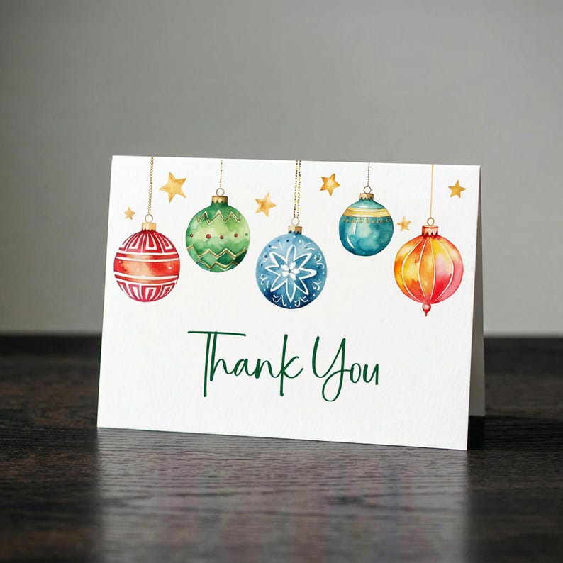Christmas Thank You Note, Printable Holiday Season Card (sizes 5x7 & A2 ...