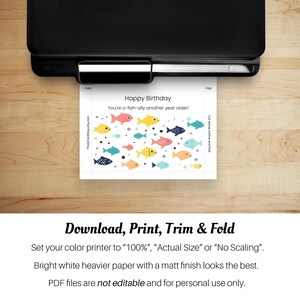 Printable Happy Birthday Card, Funny Fishy Birthday Congrats, Kids ...