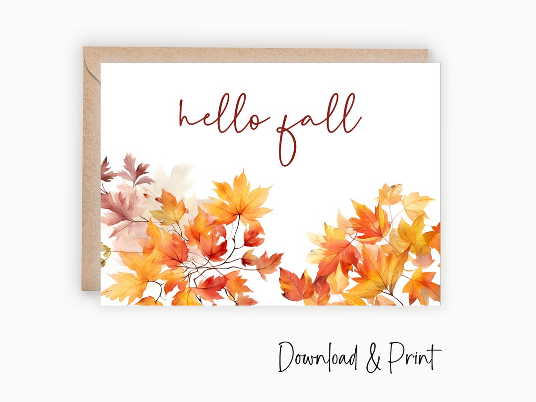 Printable Hello Fall Card With Envelope Templates - Etsy