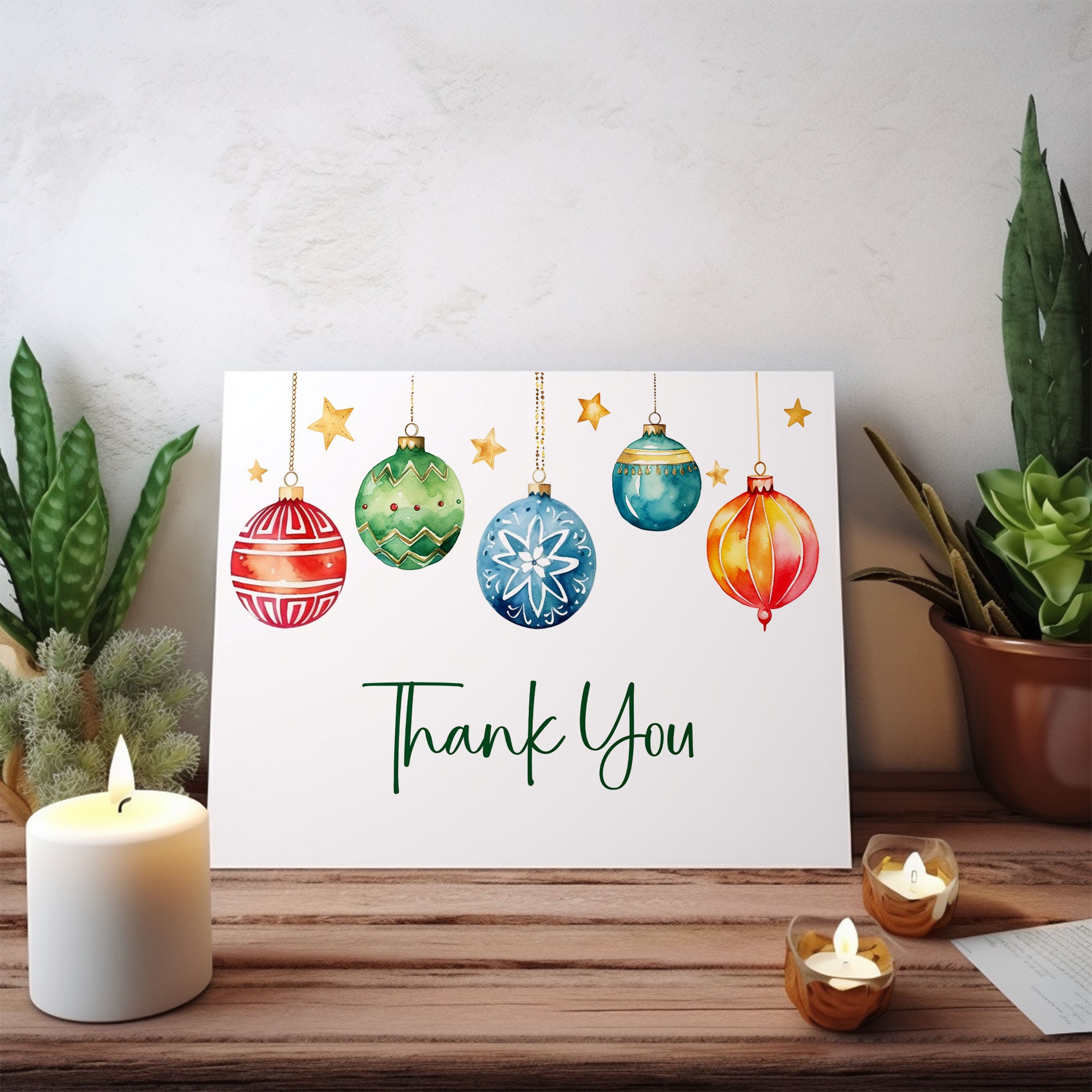 Christmas Thank You Note, Printable Holiday Season Thanks Card (sizes ...