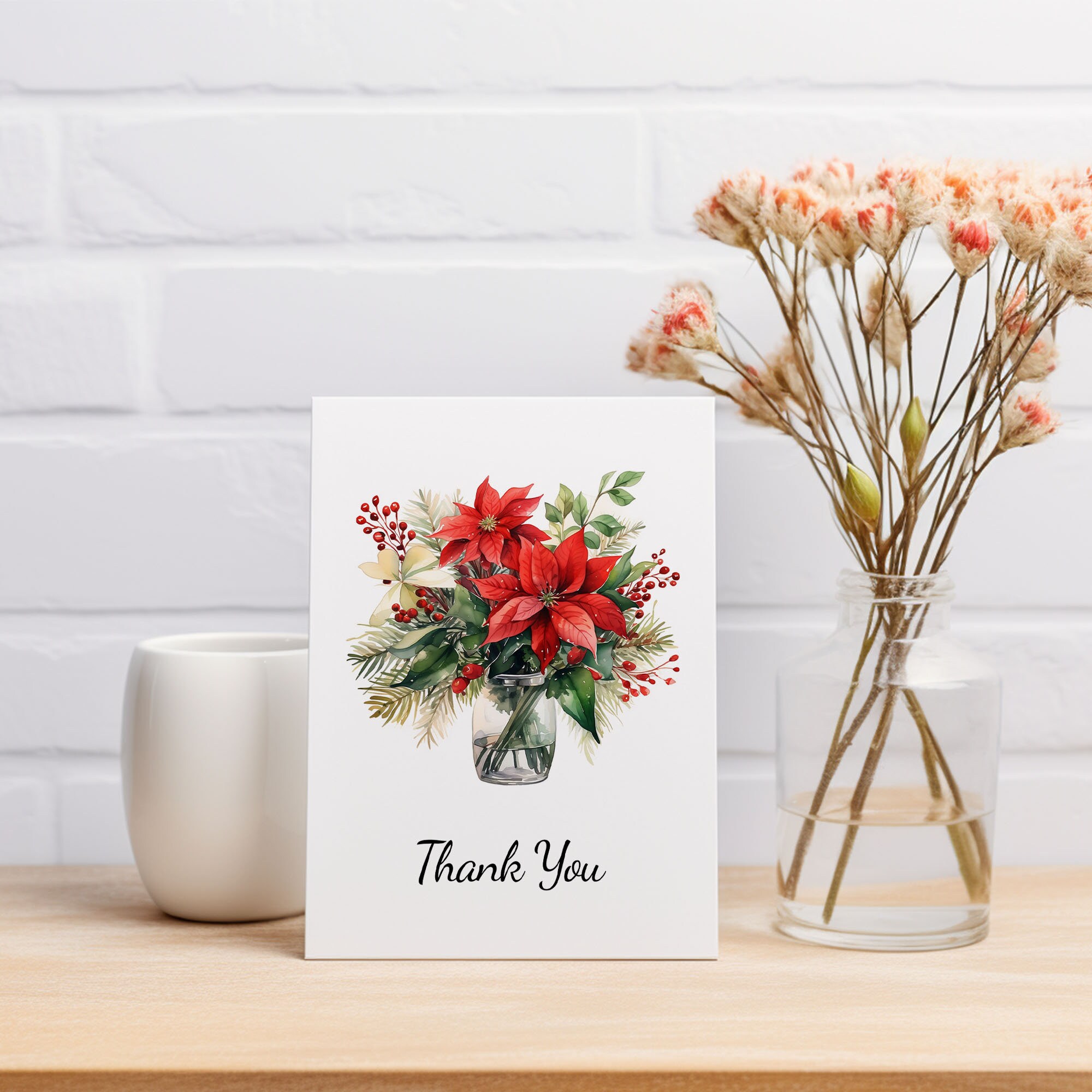 Printable Christmas Thank You Card, Say a Simple Thank You for a ...