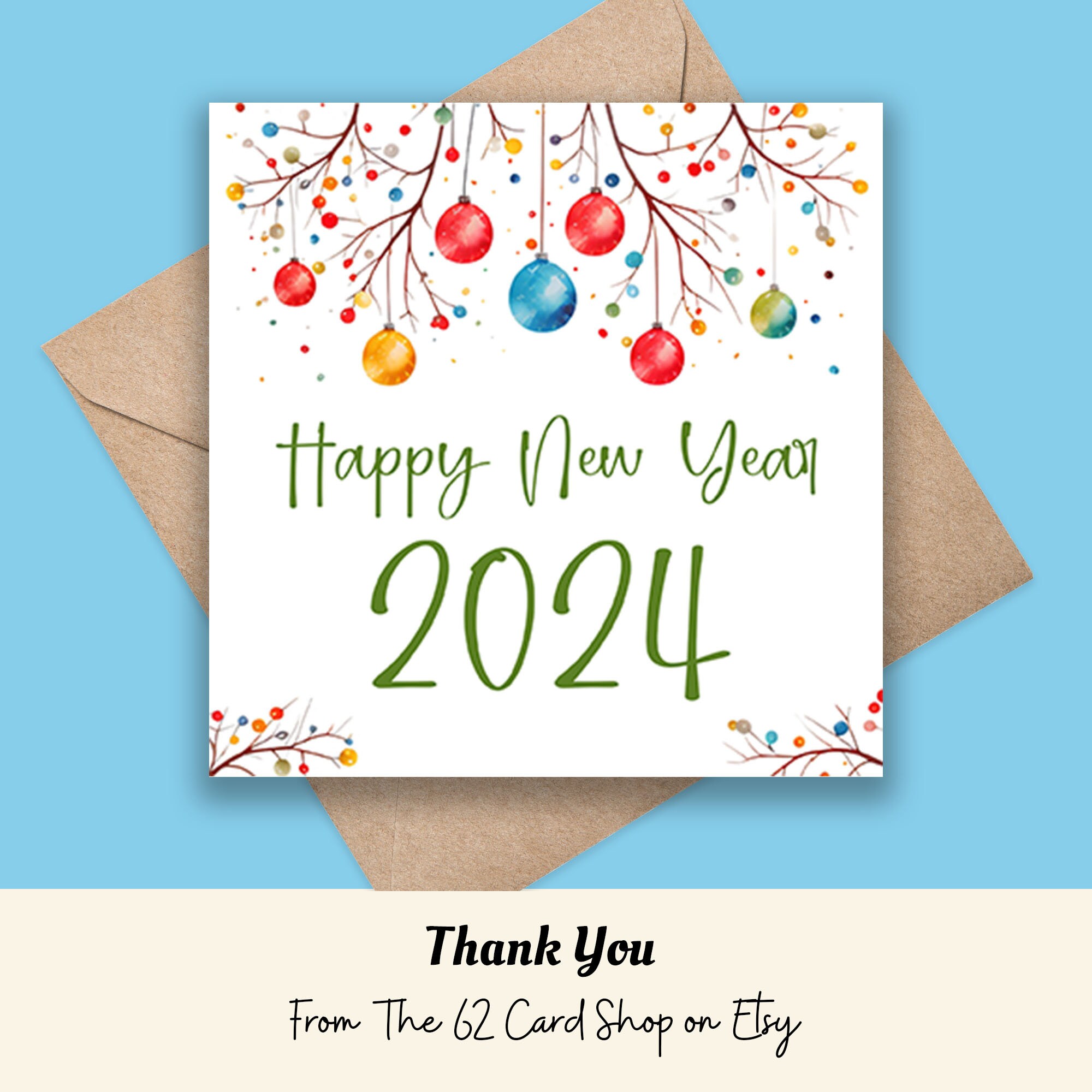 Happy New Year 2024 Colorful Card to Wish the Best in the New Year ...