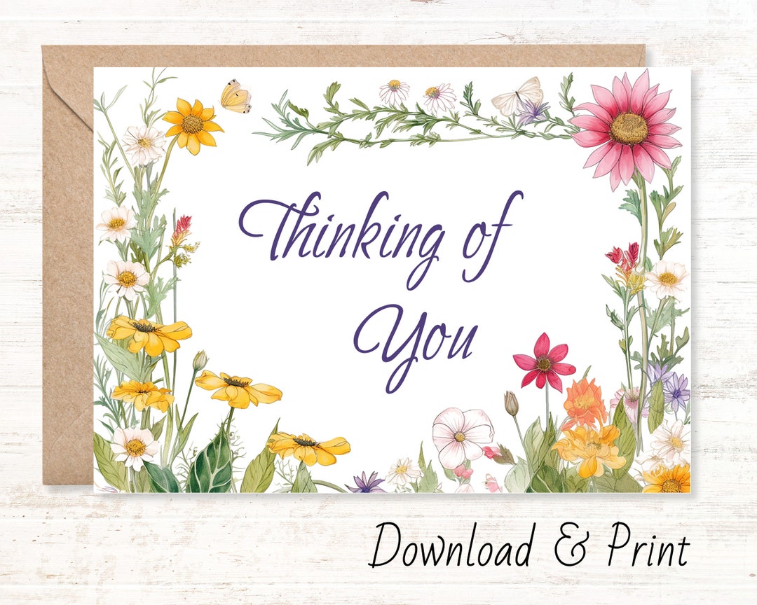 Thinking of You Card, Printable in Sizes 5x7 & A2, Drop a Line Just ...