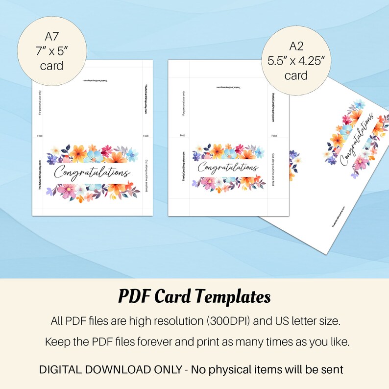 Congratulations Card to Download and Print, Simple Congrats Flowers to ...