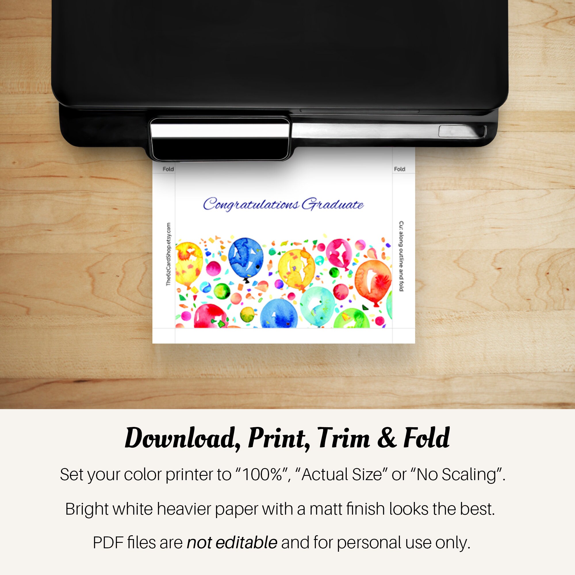 Printable Graduation Congratulations Card With Confetti and Balloons - Etsy