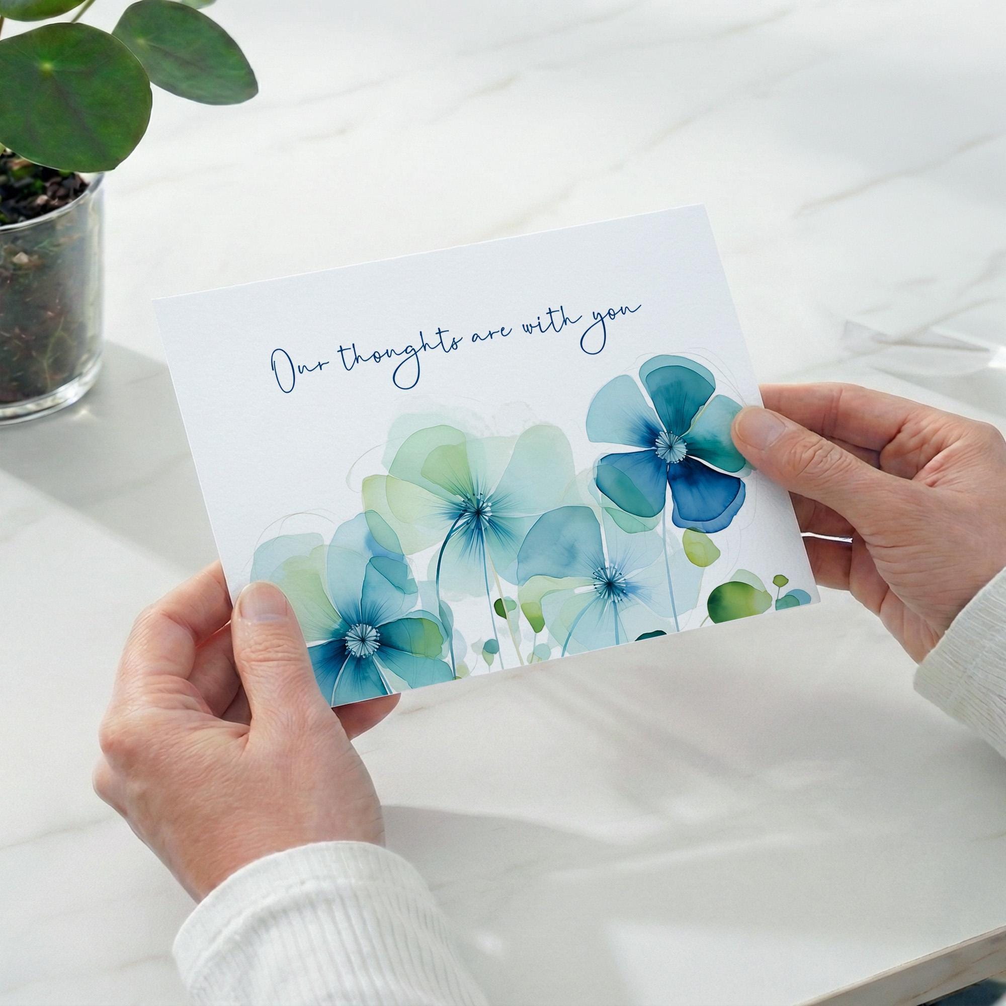 Printable Condolence Card: Our Thoughts Are With You Floral (sizes 5x7 ...