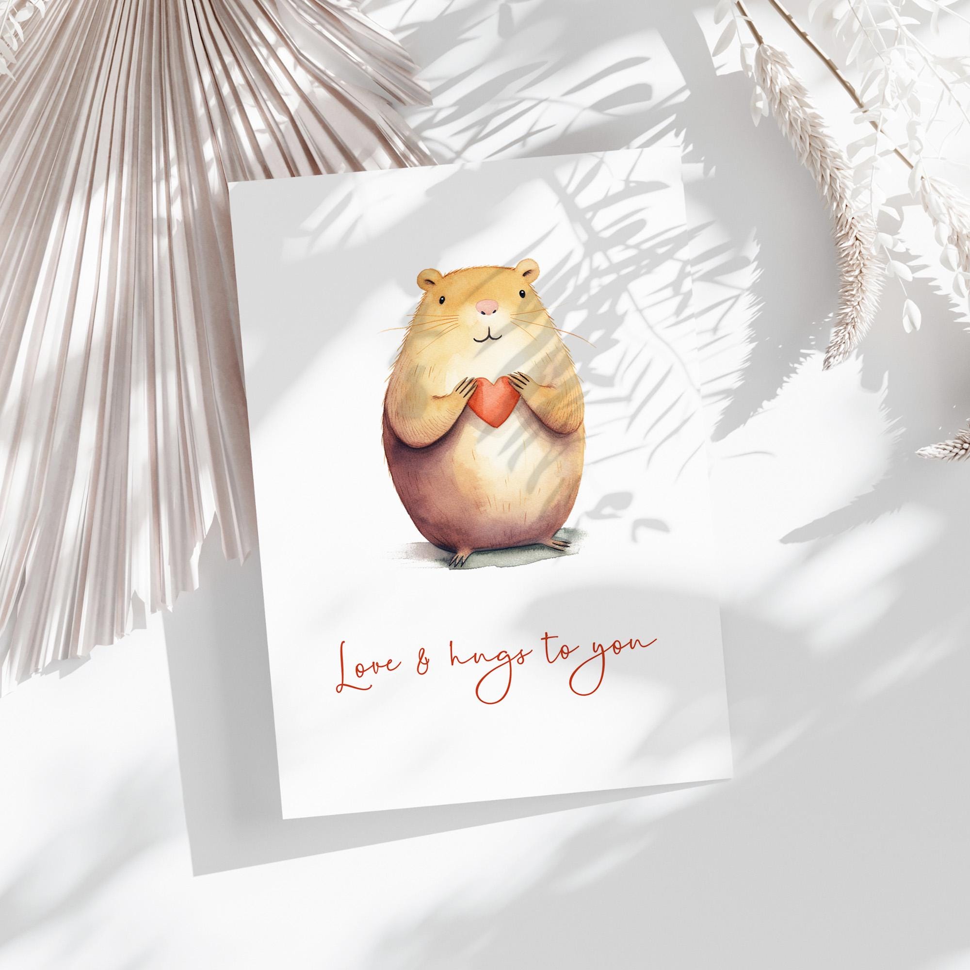 Printable Capybara Love and Hugs Card, Send Lots of Love and Hugs With ...