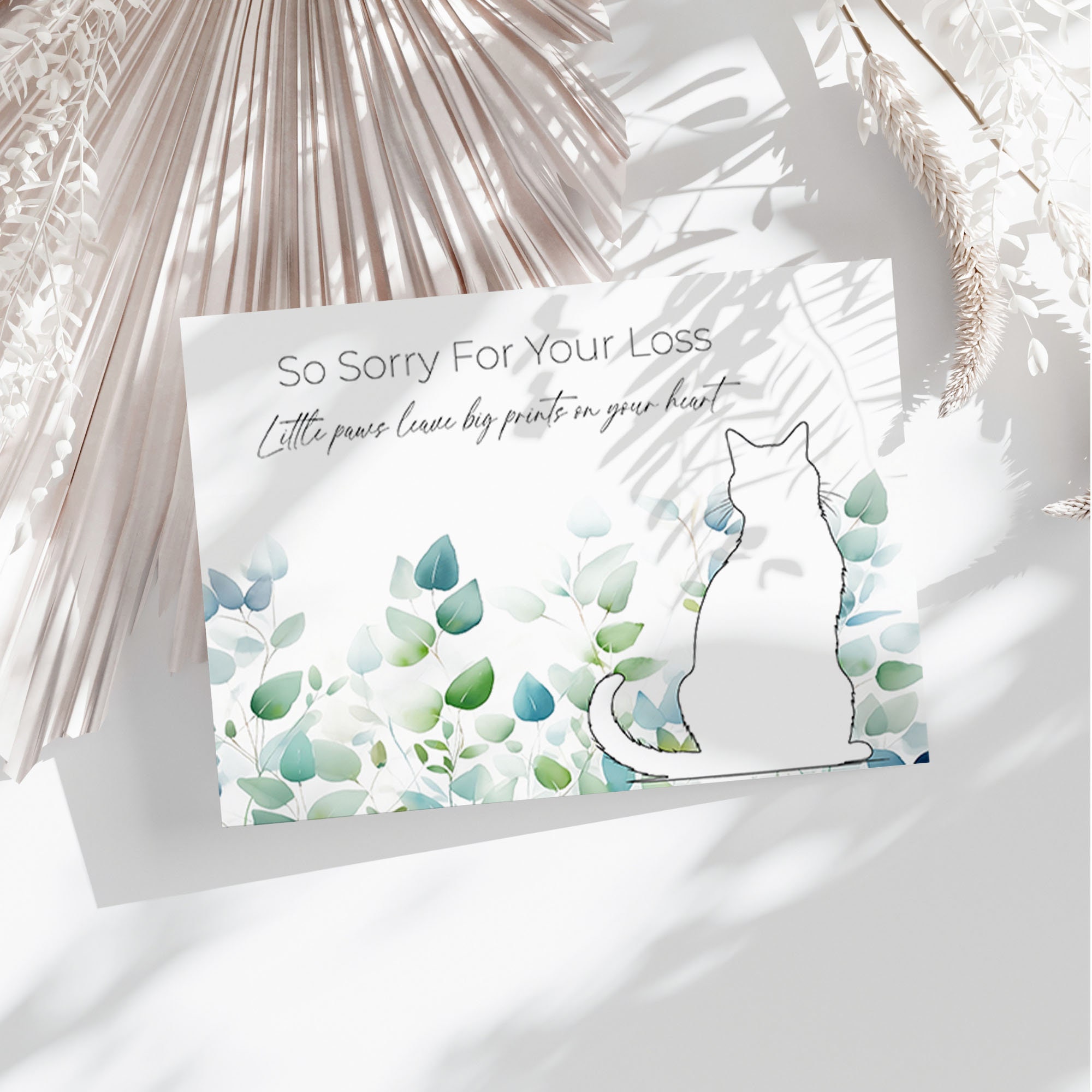 Printable Loss of Pet Cat Card, Sorry for Your Loss, Thinking of You at ...