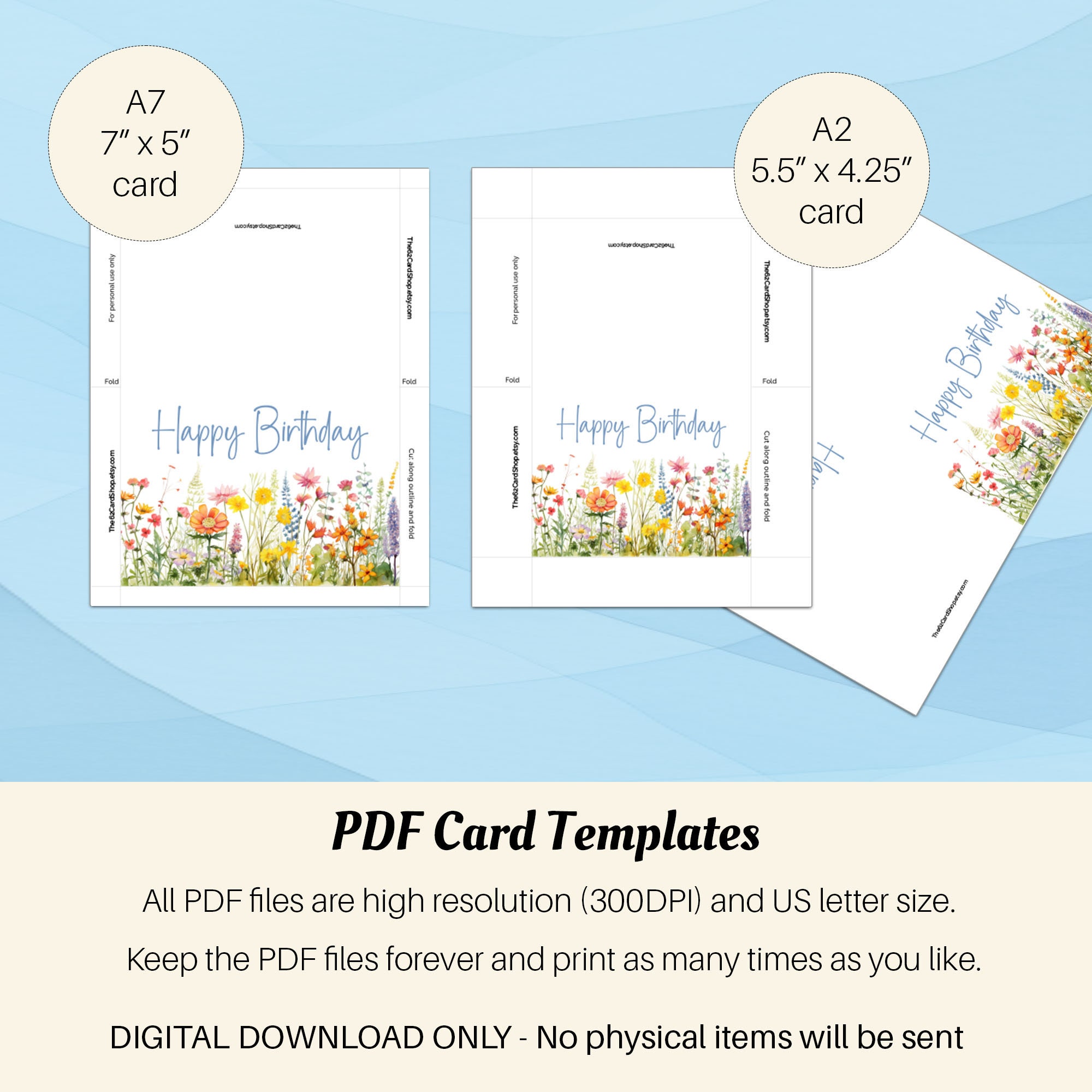 Printable Happy Birthday Card in Sizes 7x5 & A2 Celebrate a - Etsy