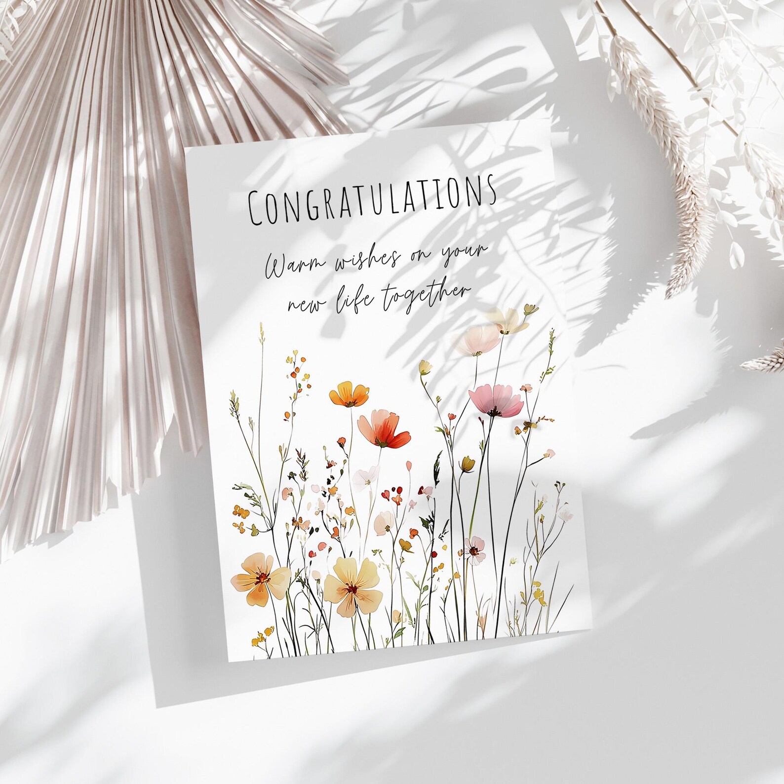 Printable Wedding Congratulations Card: Happy New Life Together (sizes ...