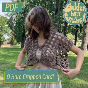 O’hare Cropped Cardi Crochet Pattern PDF 70s 90s Layering Cape Cardigan ...