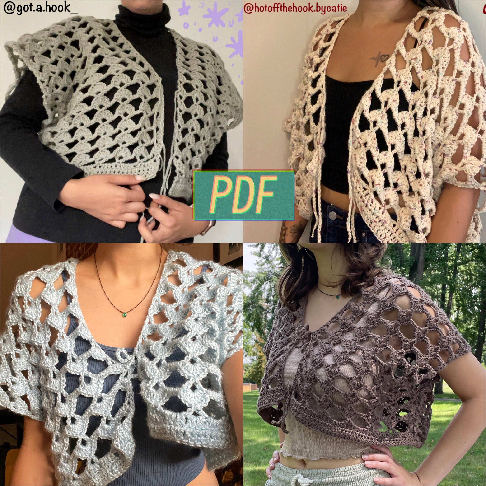 O’hare Cropped Cardi Crochet Pattern PDF 70s 90s Layering Cape Cardigan ...