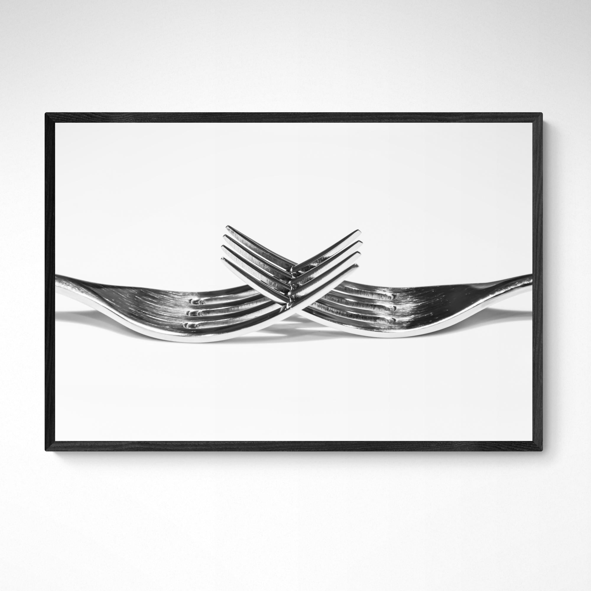 Modern Kitchen Decor: Crossed Steel Forks Minimalist Close up Print - Etsy