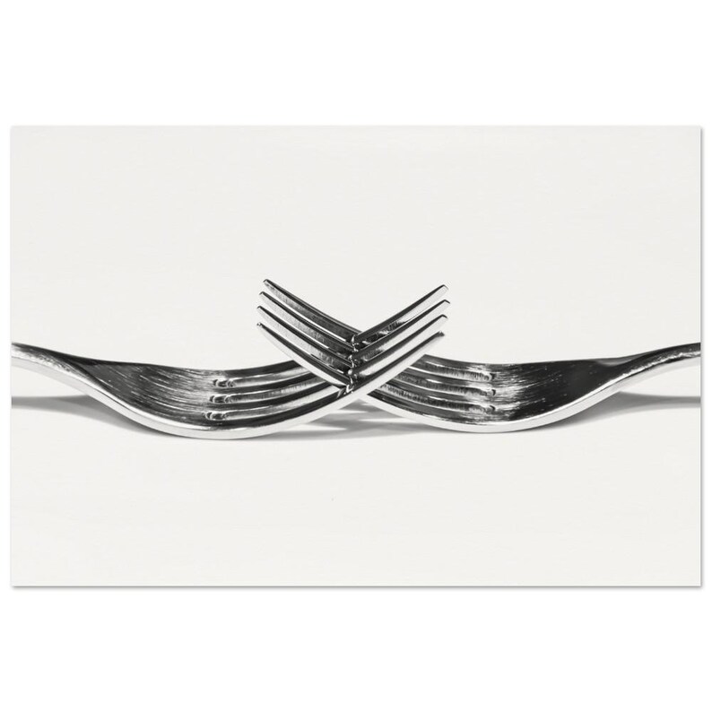 Modern Kitchen Decor: Crossed Steel Forks Minimalist Close up Print - Etsy
