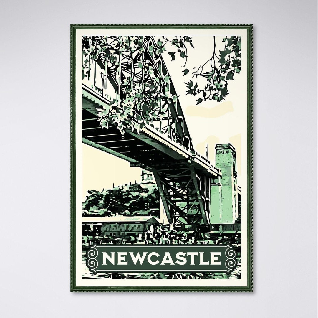 Newcastle Tyne Bridge Poster, Scenic Vintage City Print, Wall Art for ...