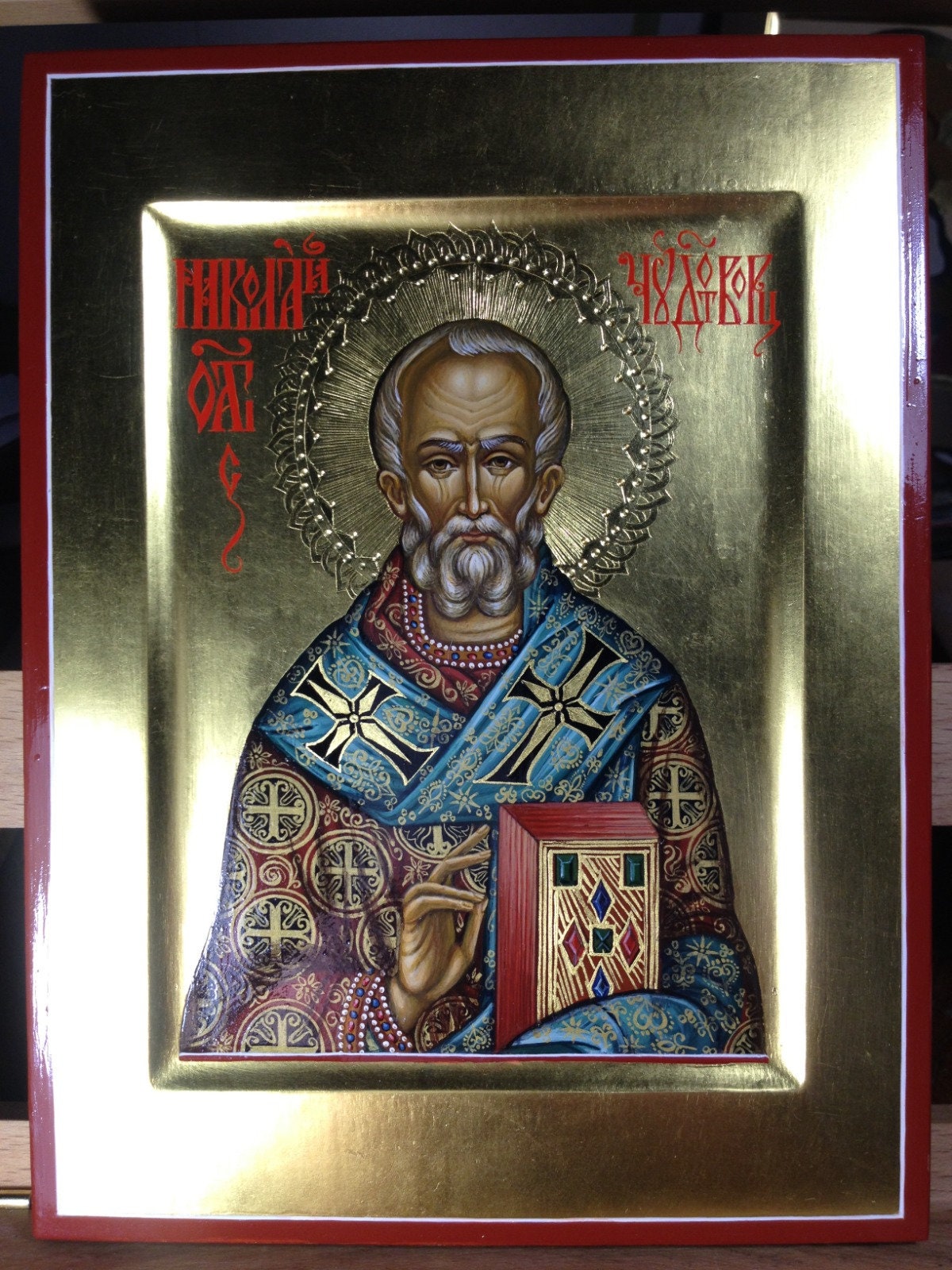 Orthodox Icon of Saint Nicholas the Wonderworker, Hand Painted 5.9" by ...