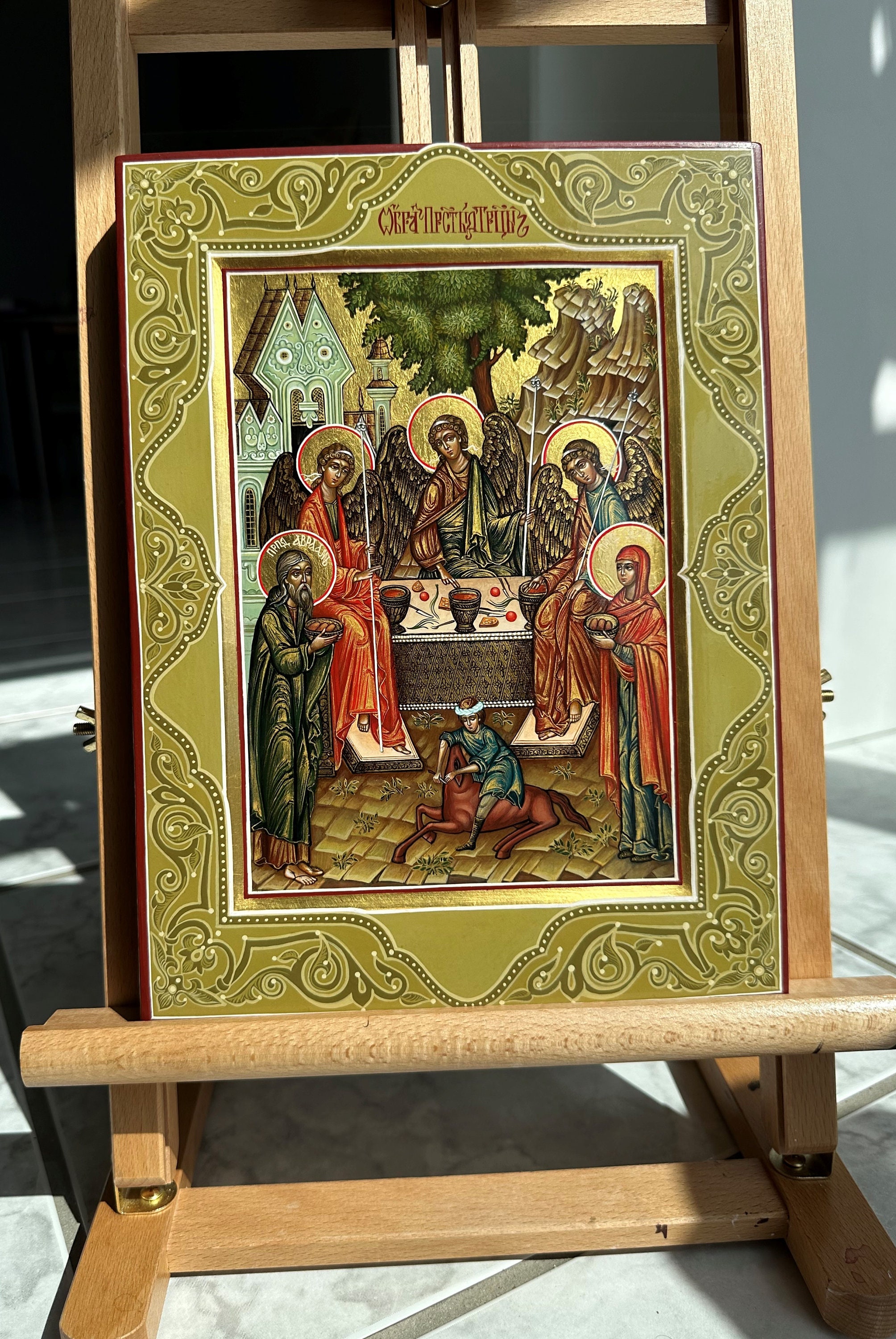 Orthodox Icon of Trinity Visiting Abraham and Sarah , Greek Icon ...