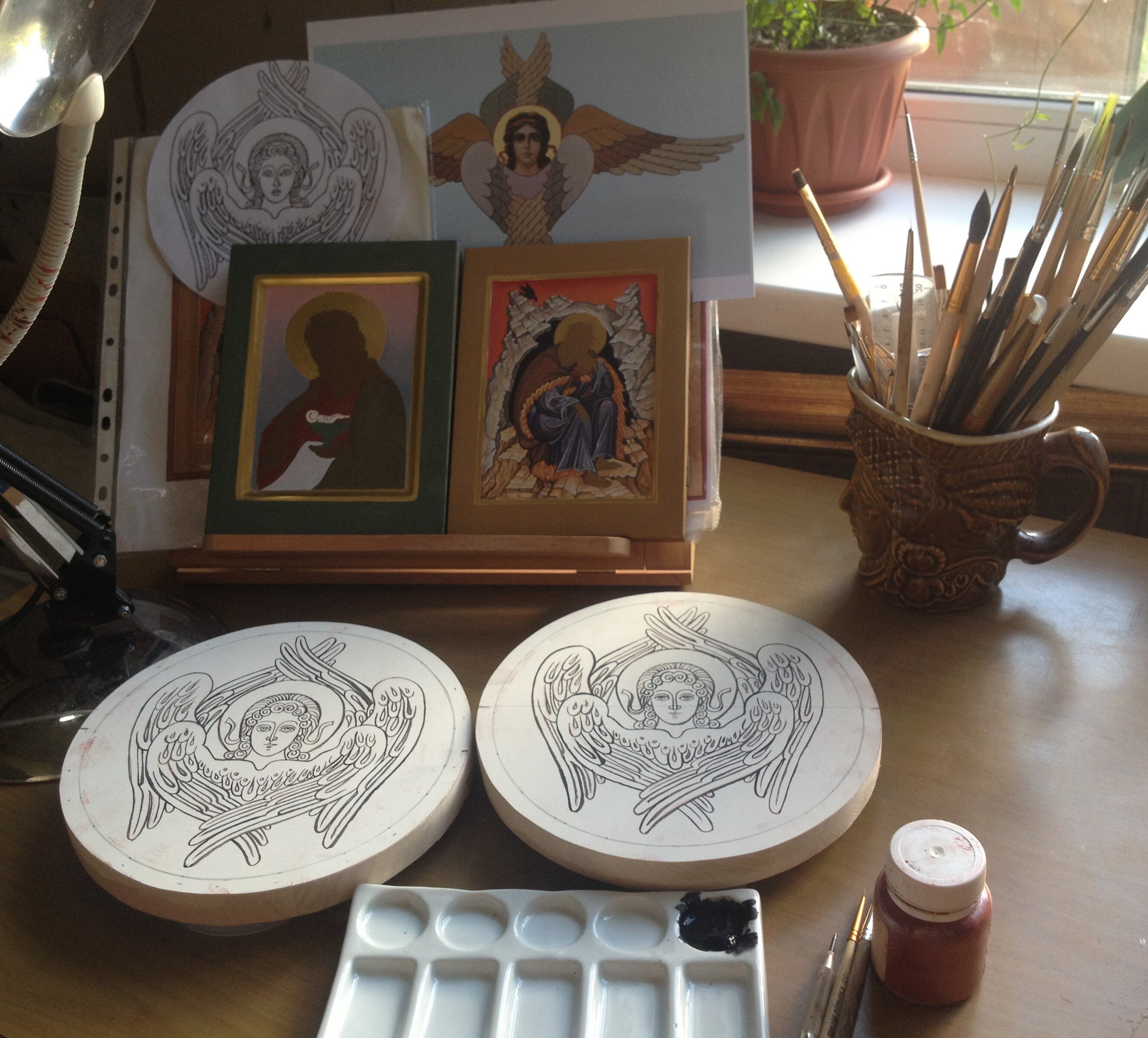 Orthodox Icon of Angels Cherubim and Seraphim Diameter 9.7" Hand ...