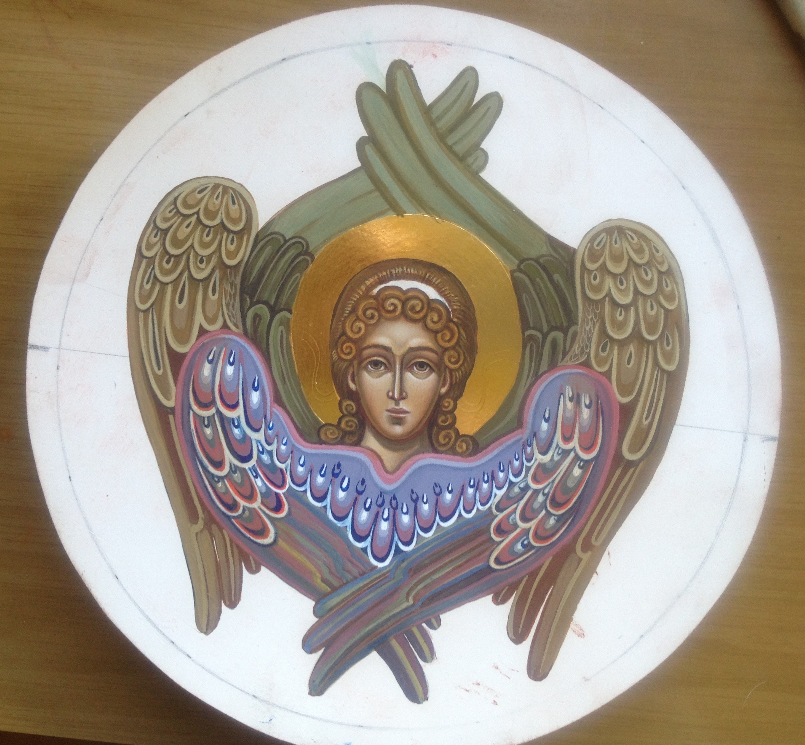 Orthodox Icon of Angels Cherubim and Seraphim Diameter 9.7" Hand ...