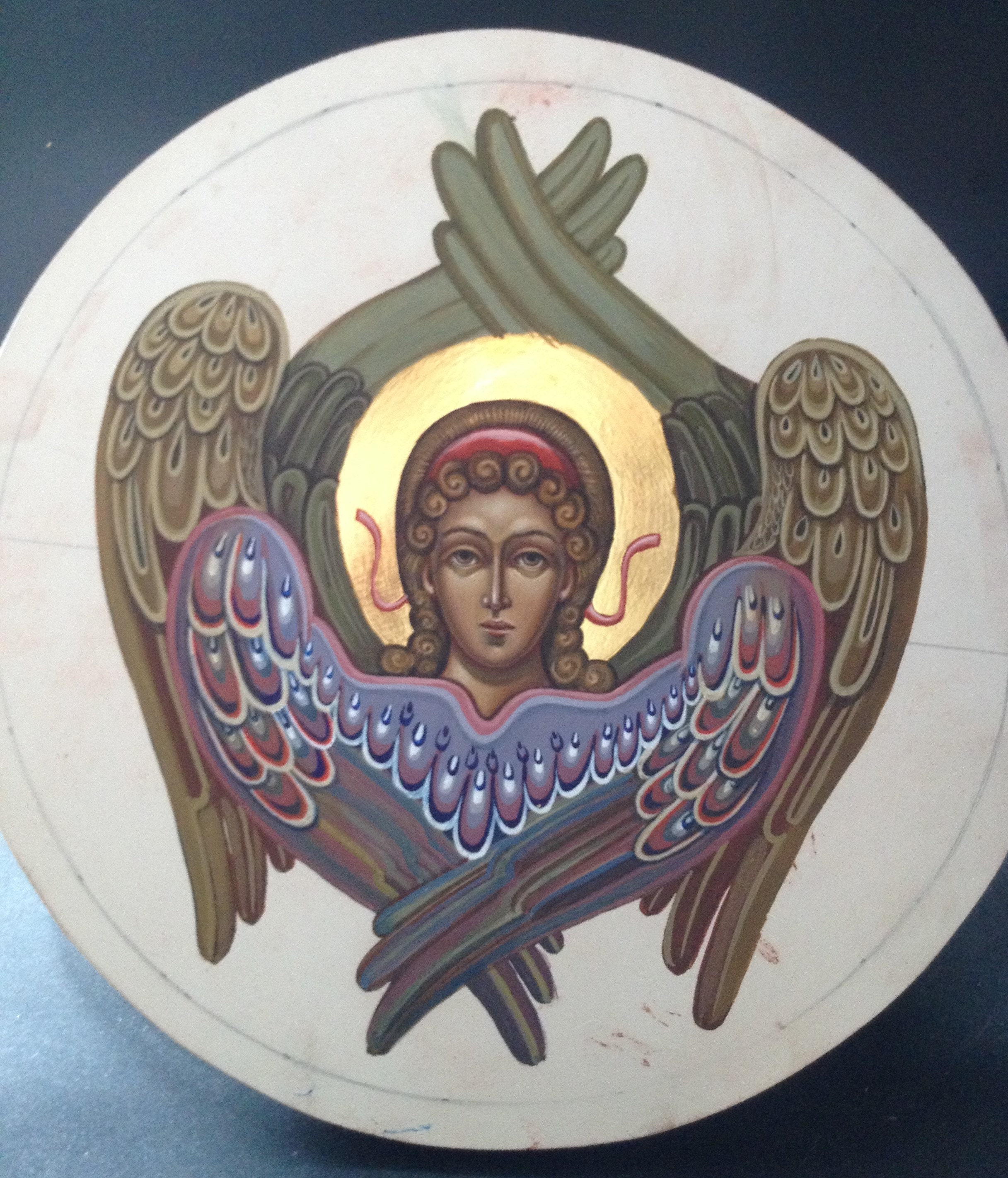 Orthodox Icon of Angels Cherubim and Seraphim Diameter 9.7" Hand ...