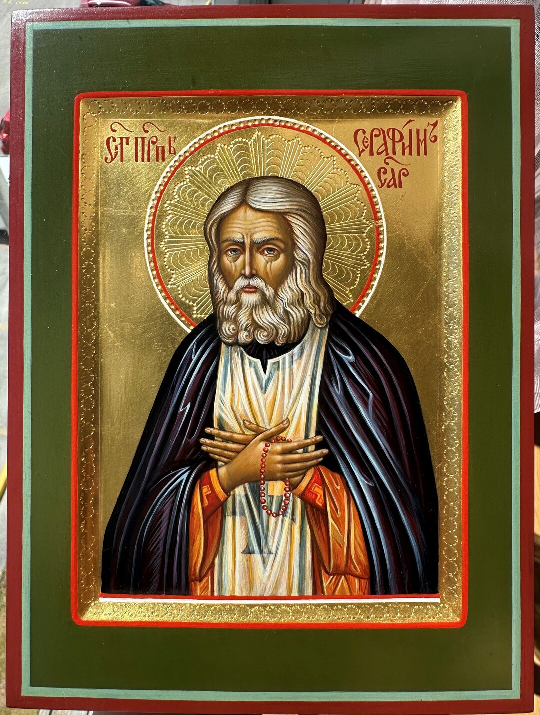 Orthodox Icon Holy Reverend Seraphim of Sarov , Greek Icon, Byzantine ...