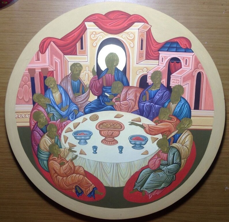 Orthodox Icon of the Last Supper, Hand Painted, Greek Icon, Byzantine ...