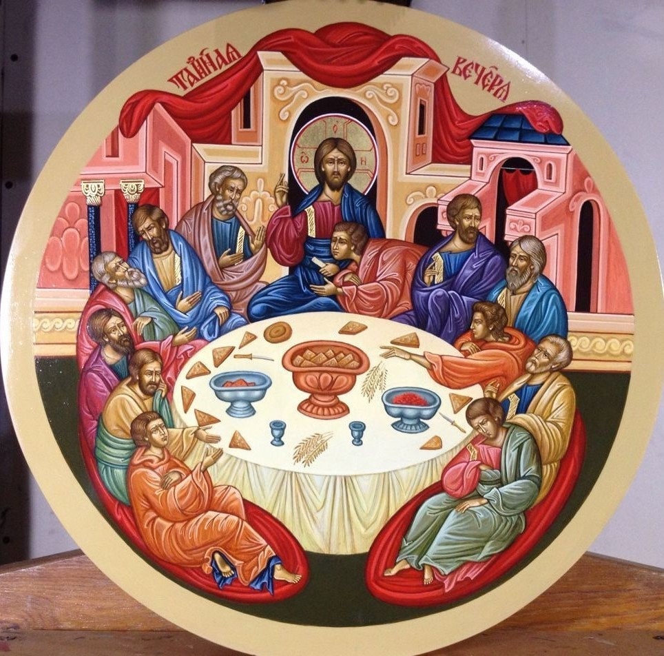 Orthodox Icon of the Last Supper, Hand Painted, Greek Icon, Byzantine ...