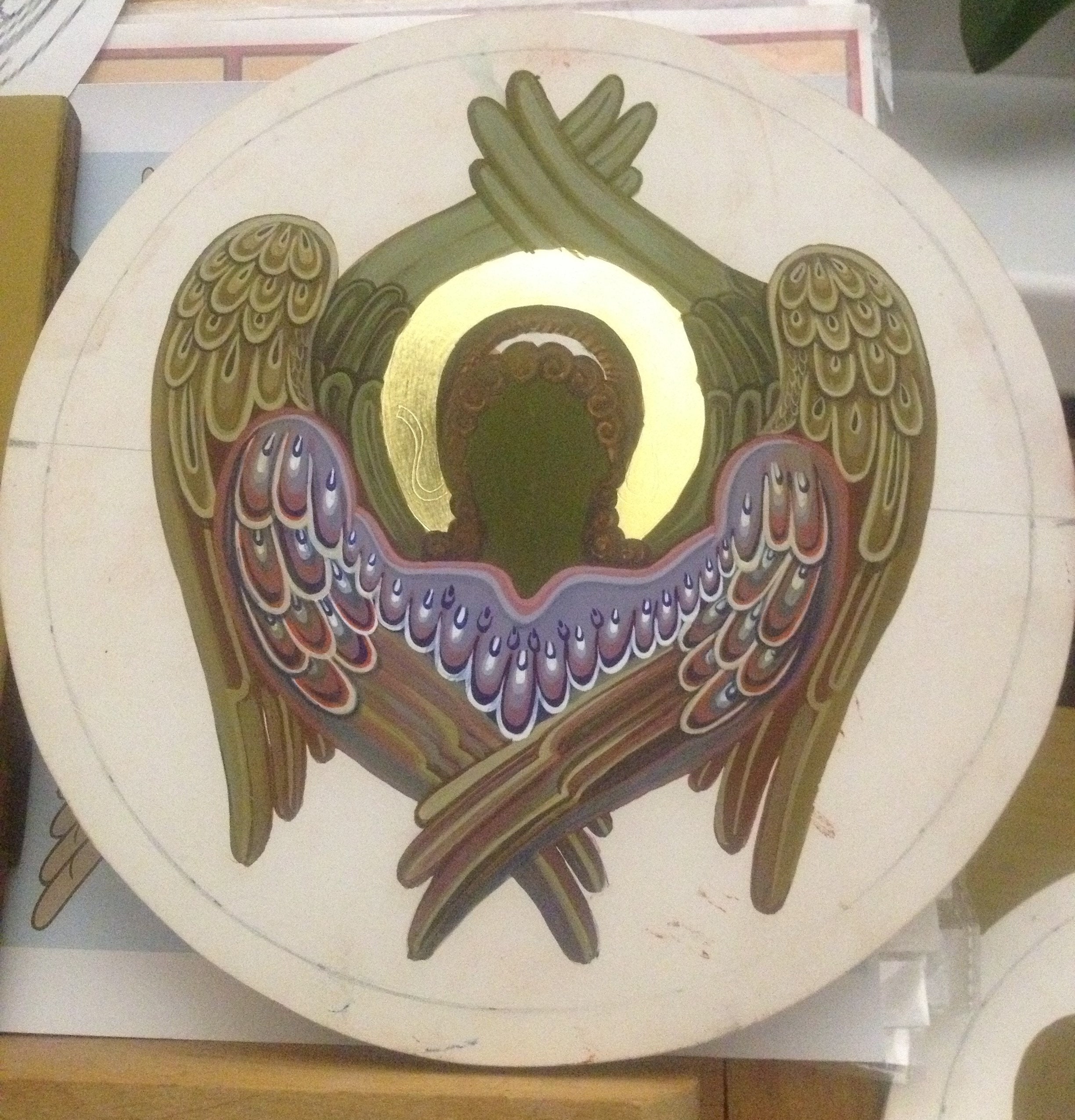 Orthodox Icon of Angels Cherubim and Seraphim Diameter 9.7" Hand ...