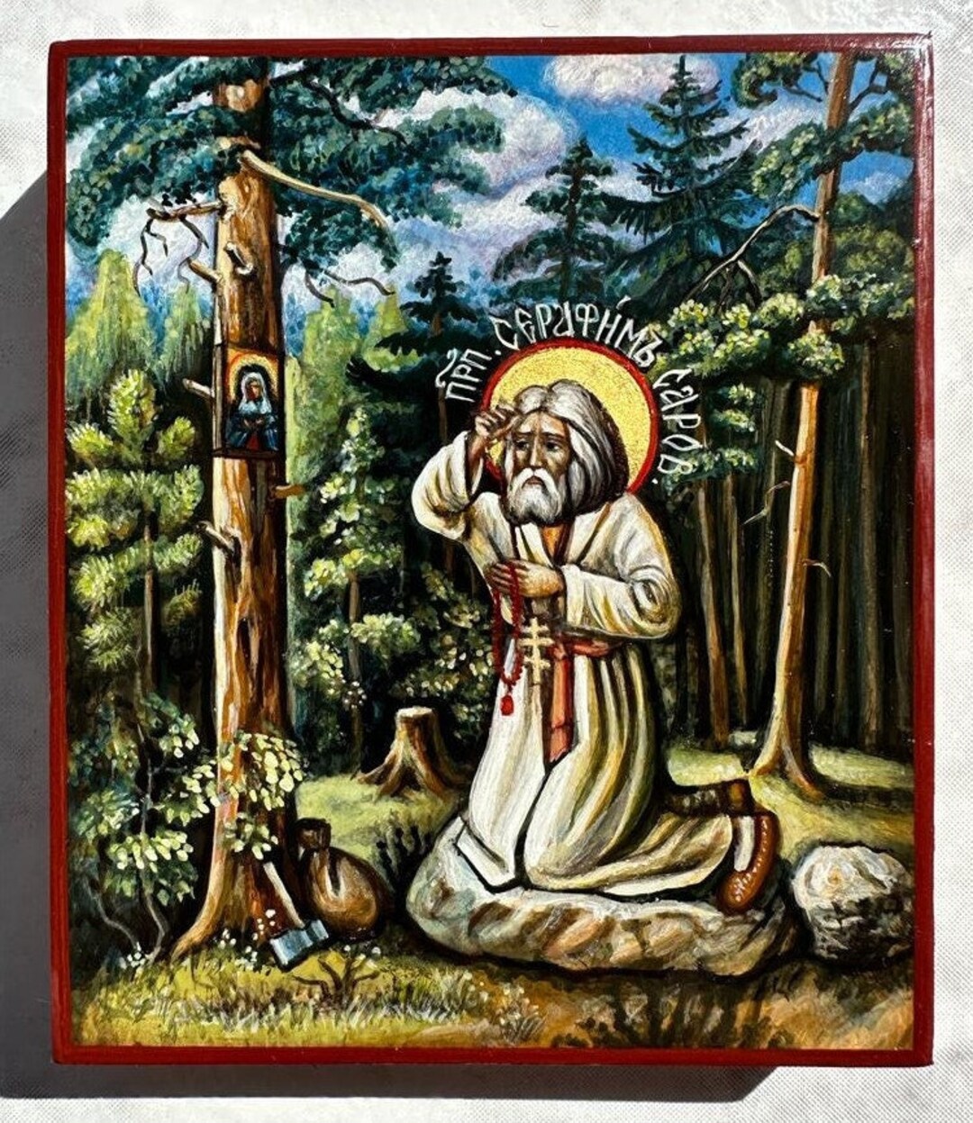 Orthodox Icon of the Venerable Seraphim of Sarovskiy, Hand Painted ...