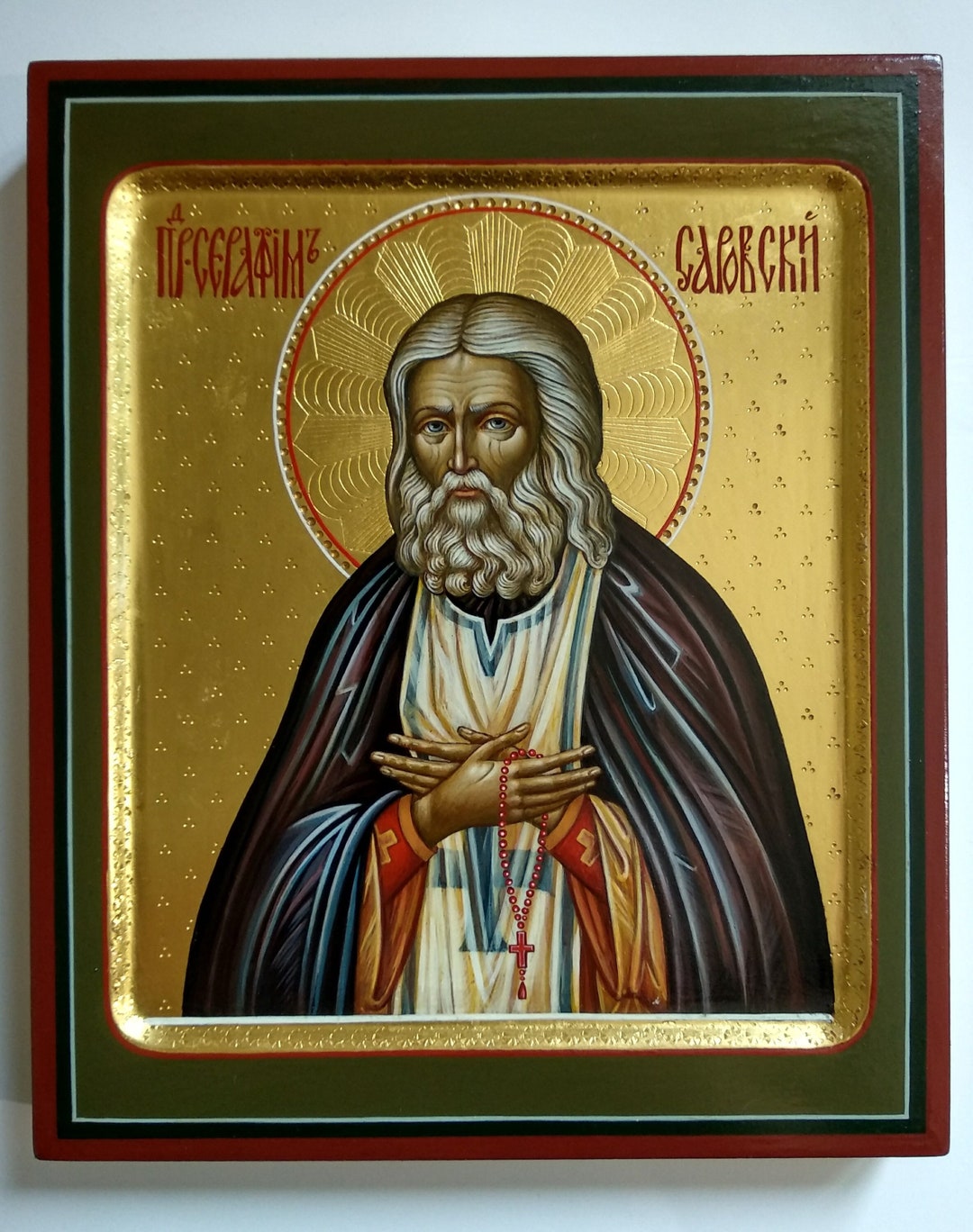 Orthodox Icon of the Venerable Seraphim of Sarovskiy, Hand Painted ...