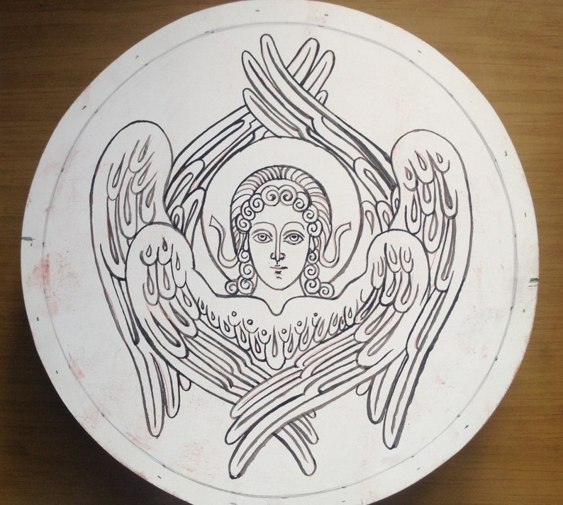 Orthodox Icon of Angels Cherubim and Seraphim Diameter 9.7" Hand ...