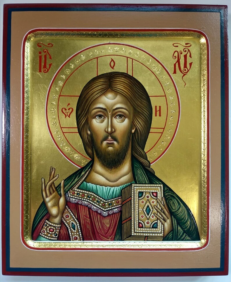 Orthodox Icon of Jesus Christ, Greek Icon, Byzantine Art, Hand Painted ...